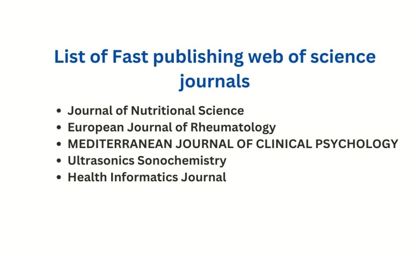 Fast publishing web of science journals with Impact Factor - Research ...