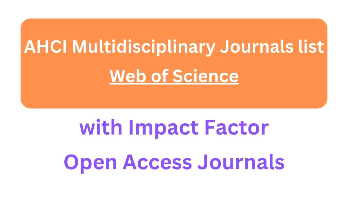AHCI Multidisciplinary Journals list- Web of Science - Research Journals